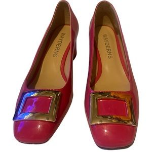 Wayderns | Shoes | Wayderns Womens Square Toe Pink Megenta Metal Buckle ...
